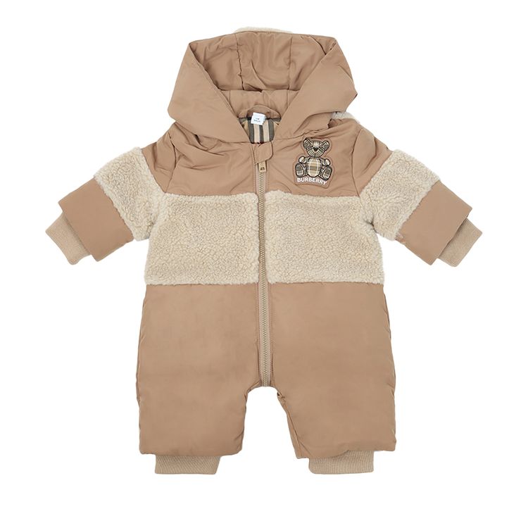 Buy Burberry Kids Thomas Bear Patch Zipped Snowsuit 'Archive Beige ...
