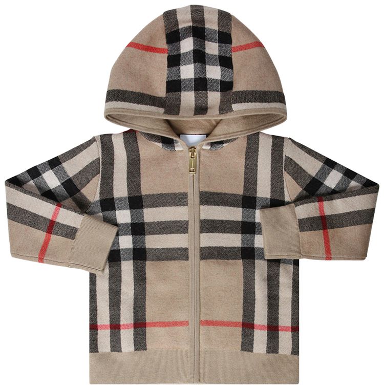 Buy Burberry Kids Check Zipped Hoodie 'Archive Beige' - 8051752 | GOAT