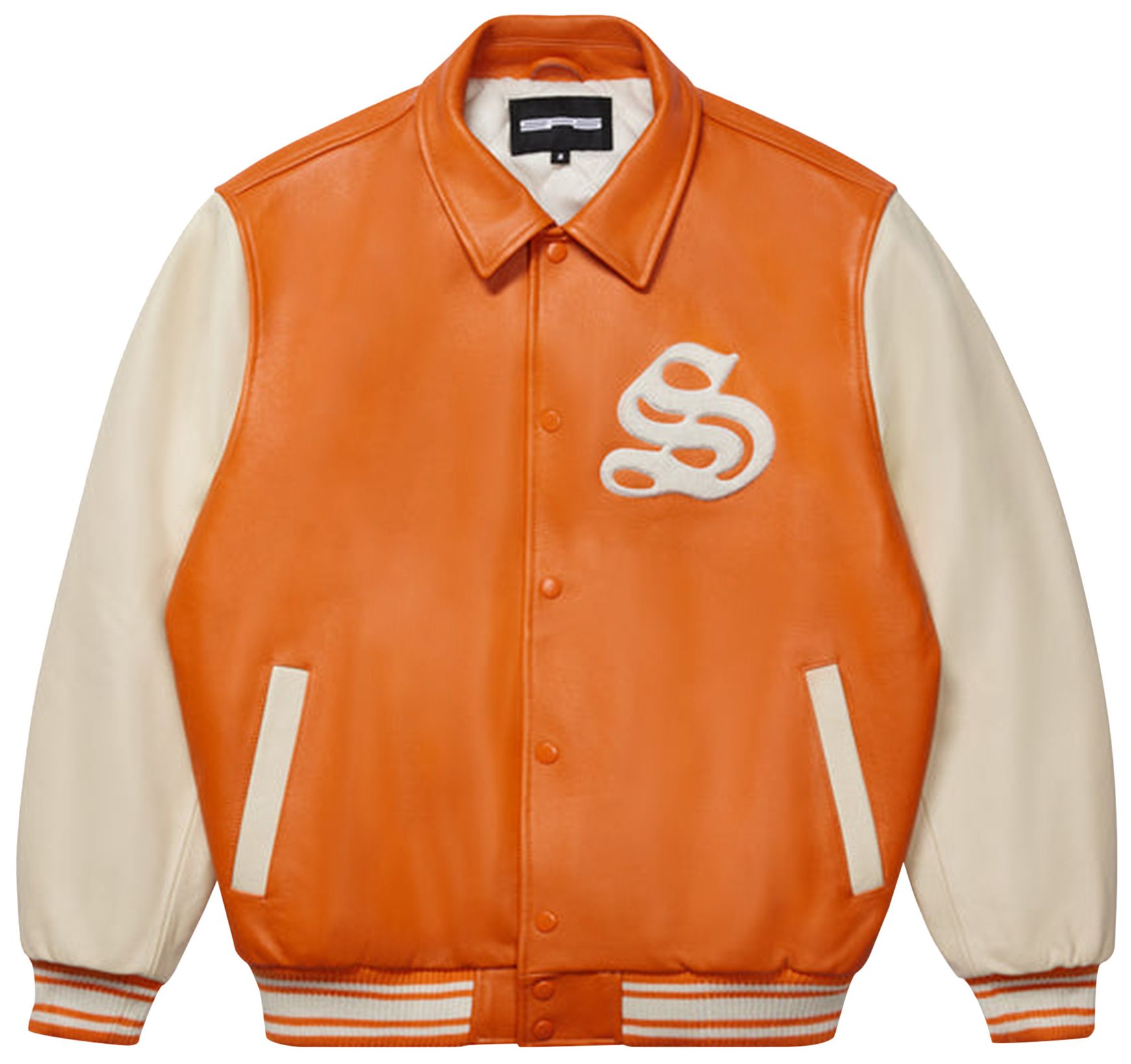 Buy Sp5der Leather Varsity Jacket 'Orange' - SP5 ORNGVJKT | GOAT
