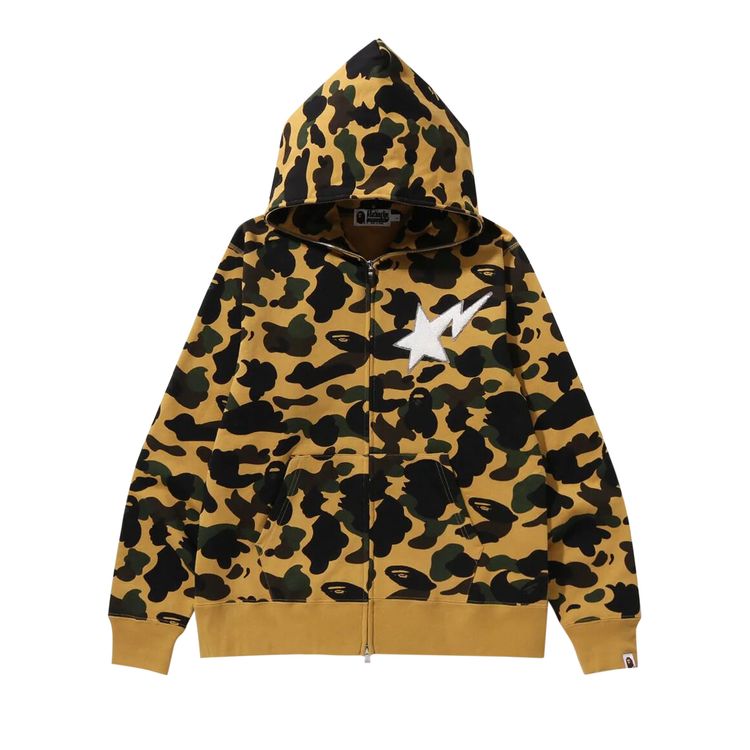 Buy BAPE 1st Camo Full Zip Hoodie 'Yellow' - 1J80 115 001 YELLOW | GOAT