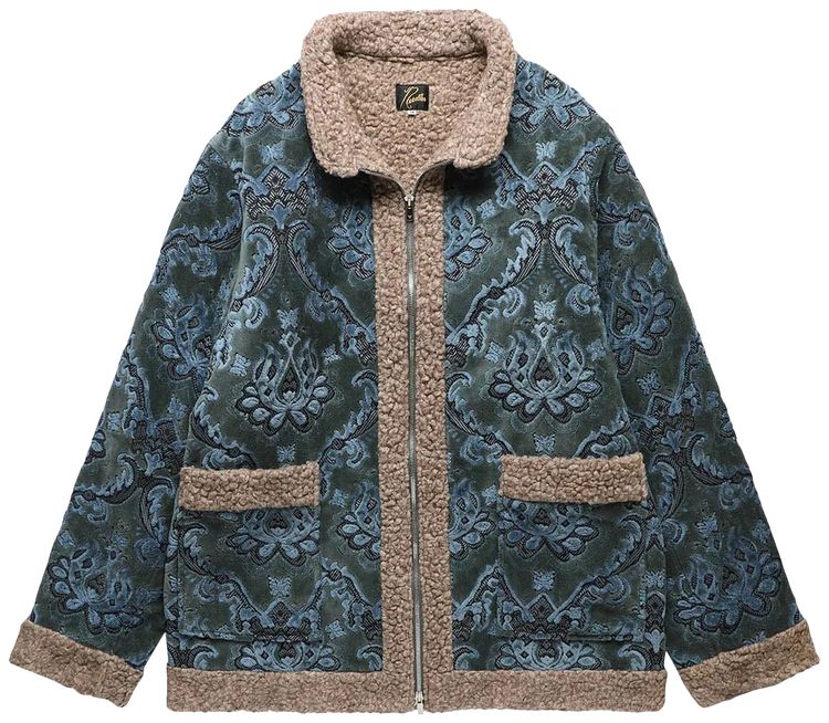 Buy Needles Zipped Tibetan Jacket 'Blue/Grey' - LQ110 BLUE | GOAT