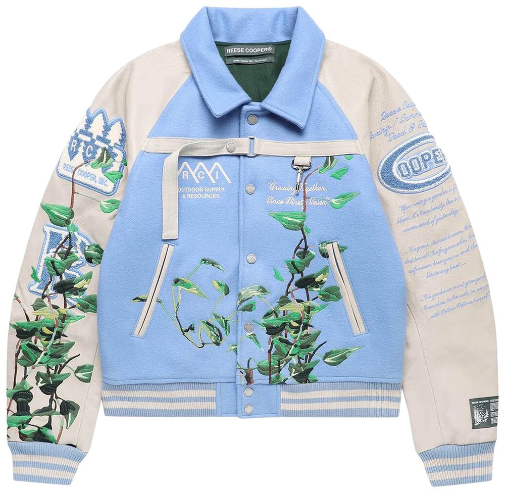 Buy Reese Cooper Embroidered Vines Varsity Jacket 'Sky Blue' - SE00001 ...