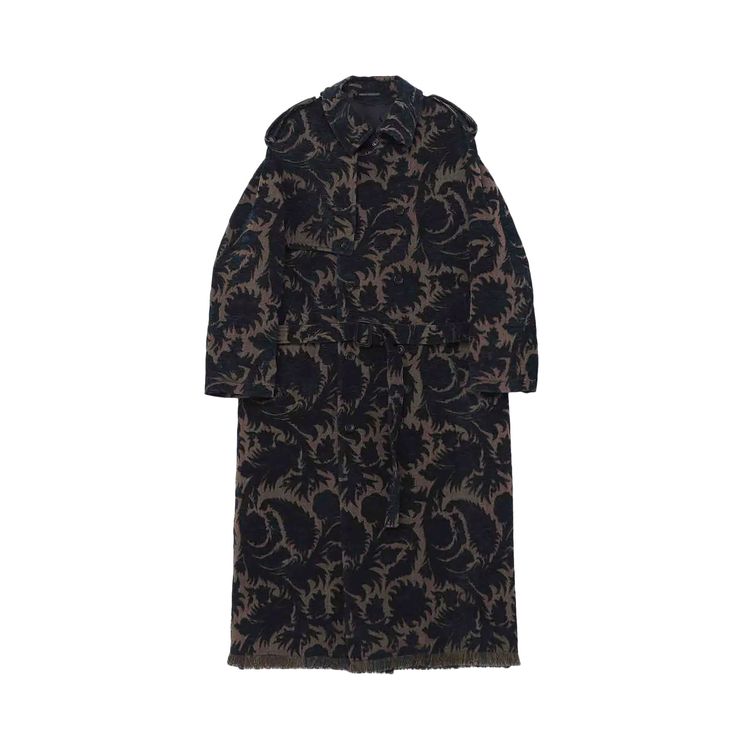 Buy Yohji Yamamoto Pour Homme Knit Patterned Trench Coat 'Black' - HJ ...
