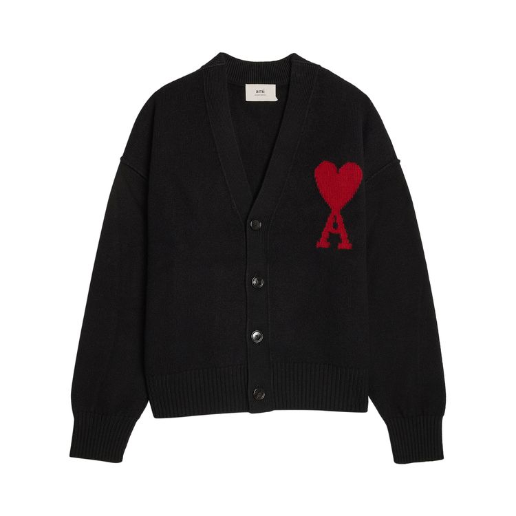 Buy Ami Cardigan 'Black/Red' - BFUKC006 018 009 | GOAT