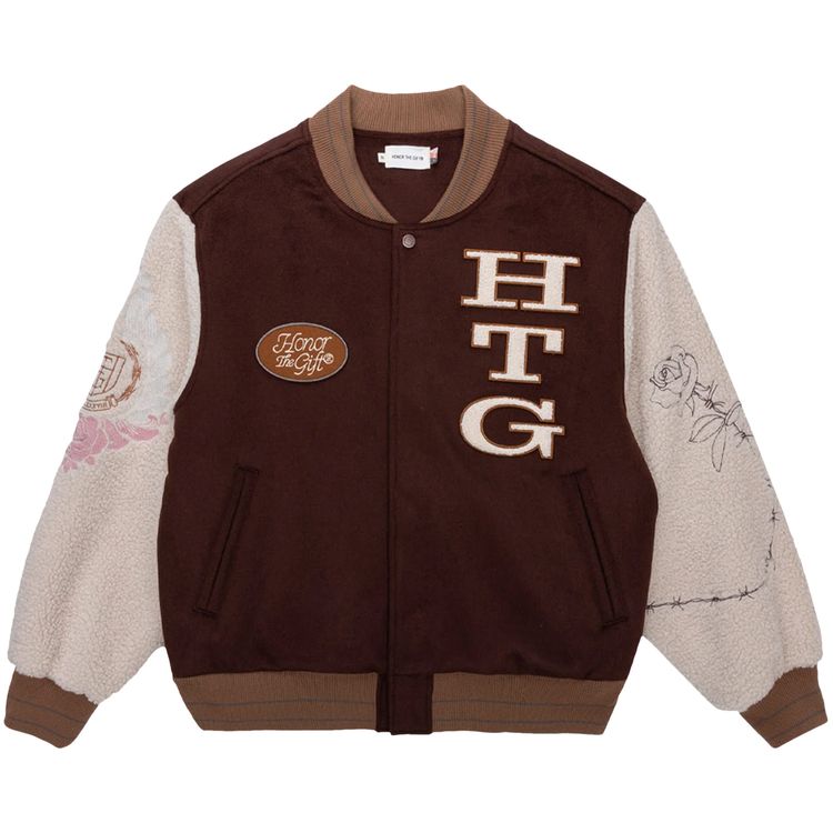 Buy Honor The Gift Letterman Jacket 'Brown' - HTG230463 BROW | GOAT
