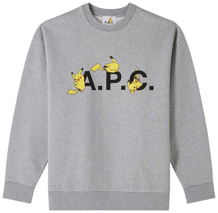 Buy A.P.C. x Pokémon Pikachu Crew Sweater 'Heather Pale Grey' - COGVF ...