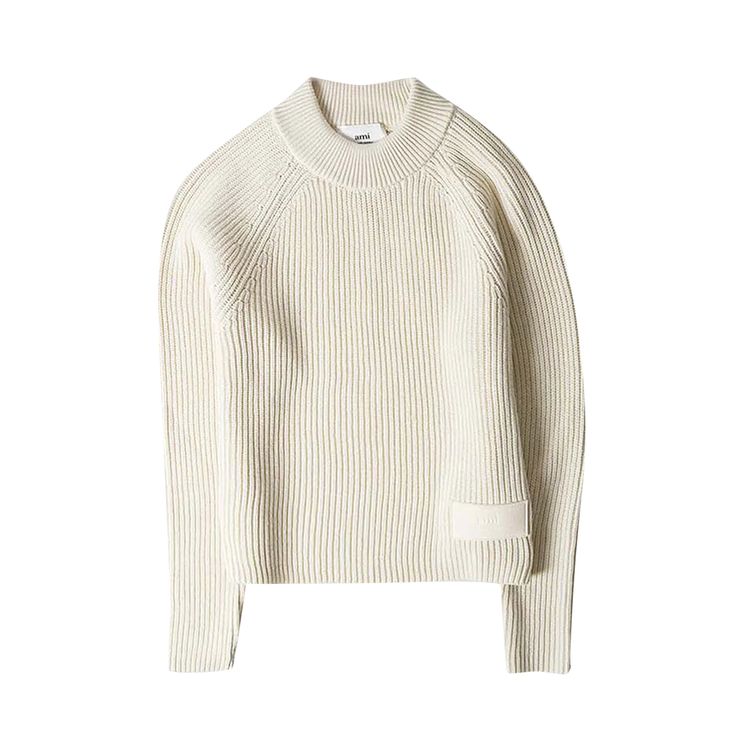 Buy Ami Label Knit Sweater 'Ivory' - FKS024 KN0031 185 | GOAT