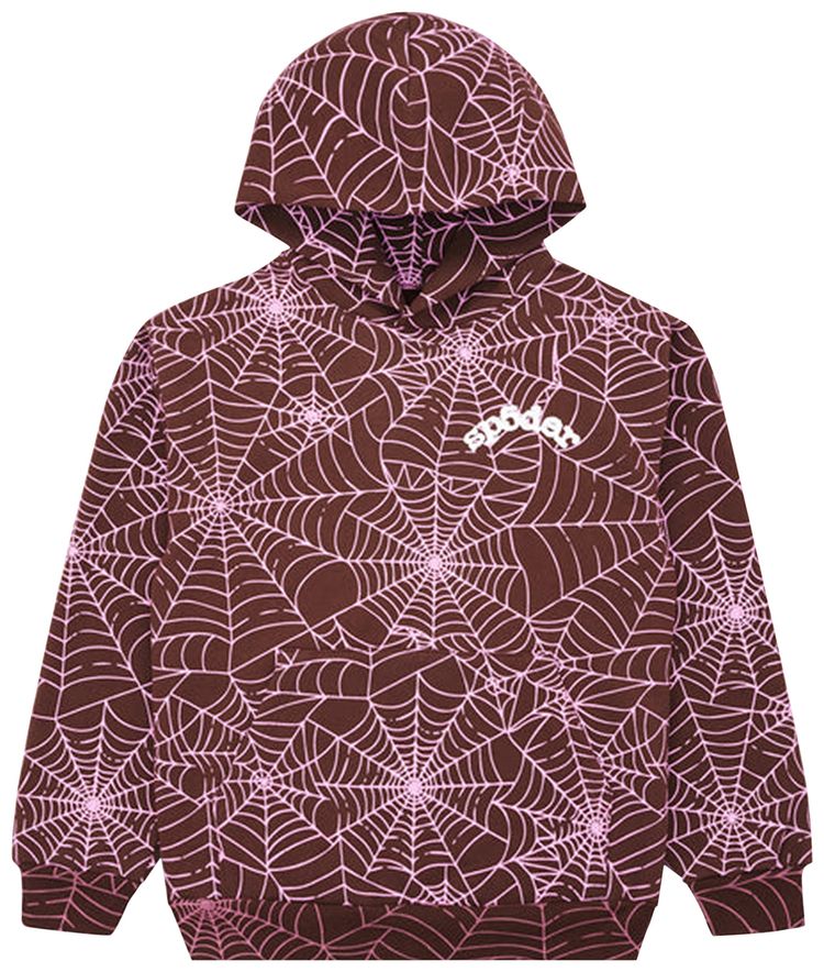 Buy Sp5der All Over Print Hoodie 'Brown' - SP5 AOP BPHD | GOAT