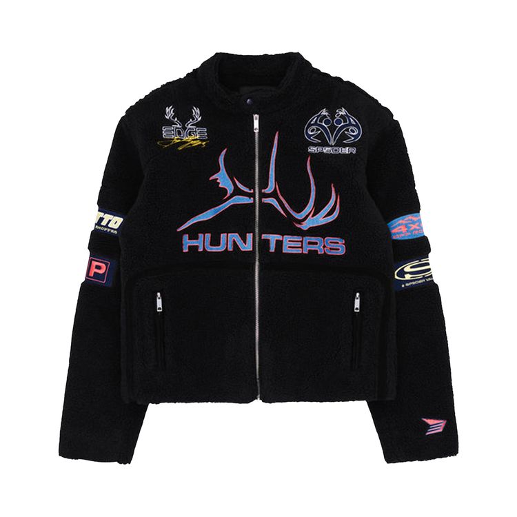 Buy Sp5der Sherpa Hunter Moto Jacket 'Black' - SP5 BLMOTJKT | GOAT