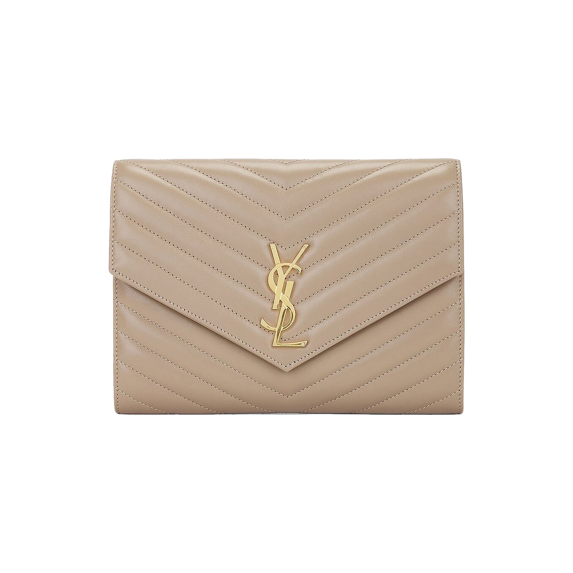 Buy Saint Laurent Cassandre Matelassé Leather Clutch Bag 'Dusty Grey ...