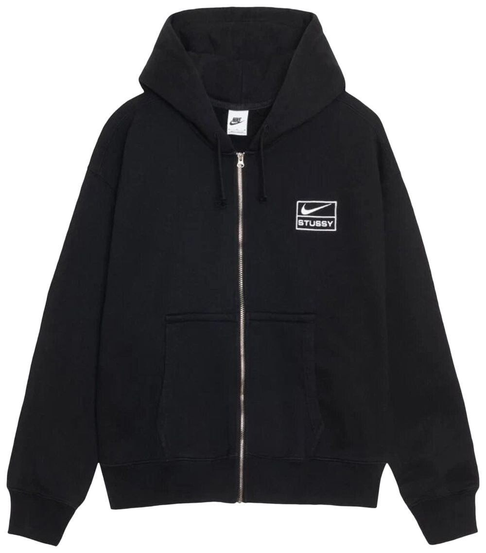 Buy Nike x Stussy Zip Fleece Hoodie 'Black' - FJ9175 010 | GOAT