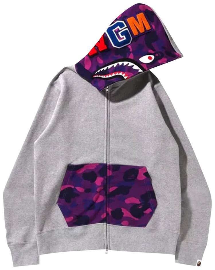 Buy BAPE Color Camo Shark Full Zip Hoodie 'Grey' - 1J20 115 003 GREY | GOAT