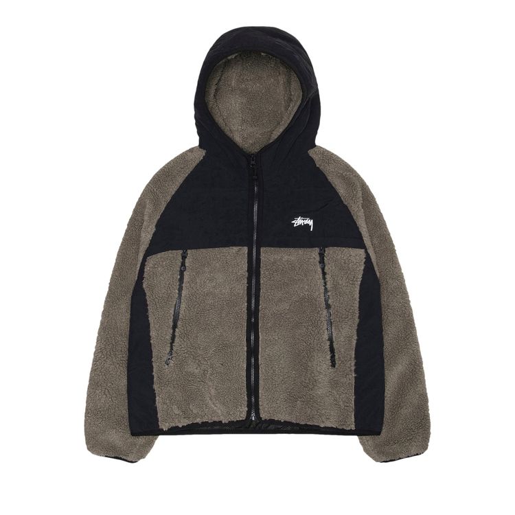 Buy Stussy Sherpa Paneled Hooded Jacket 'Stone' - 118530 STON | GOAT