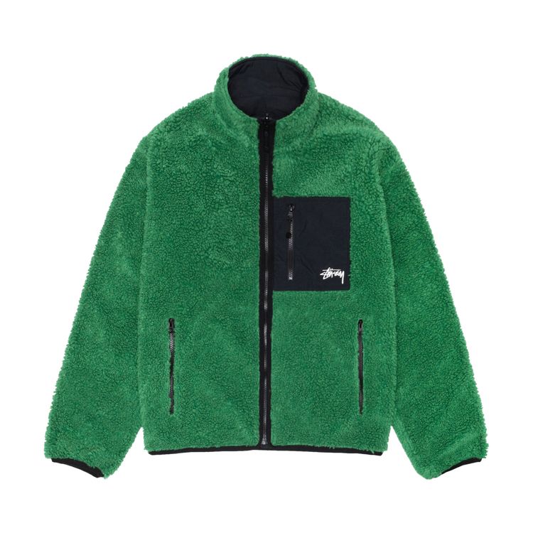 Buy Stussy Sherpa Reversible Jacket 'Green' - 118529 GREE | GOAT