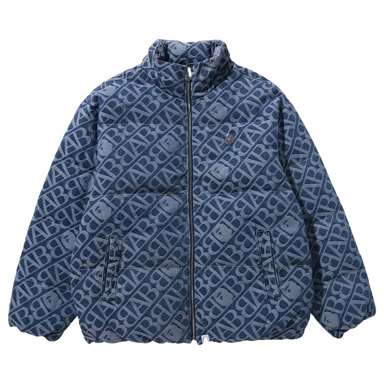 Buy BAPE Denim Monogram Puffer Down Jacket 'Blue' - 1J80 144 055 BLUE ...