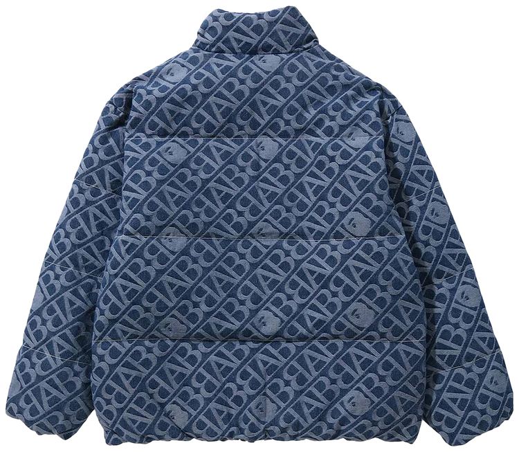 Buy BAPE Denim Monogram Puffer Down Jacket 'Blue' - 1J80 144 055 BLUE ...