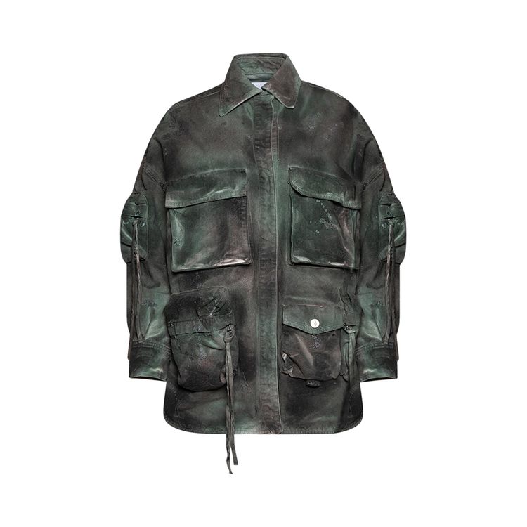 Buy The Attico Fern Short Coat 'Stained Green Camo' - 241WCB48 D022 238 ...