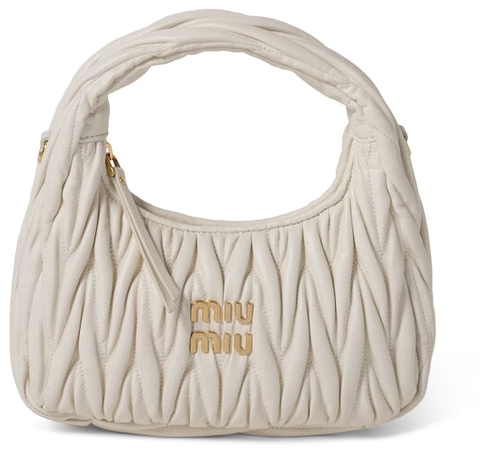 Buy Miu Miu Wander Matelassé Nappa Leather Hobo Bag 'White' - 5BC125 N88 F0009 | GOAT