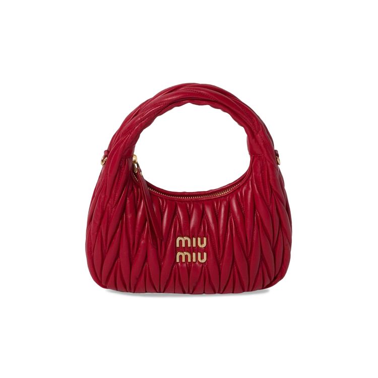 Buy Miu Miu Wander Matelassé Nappa Leather Hobo Bag 'Red' - 5BC125 N88 F0011 | GOAT