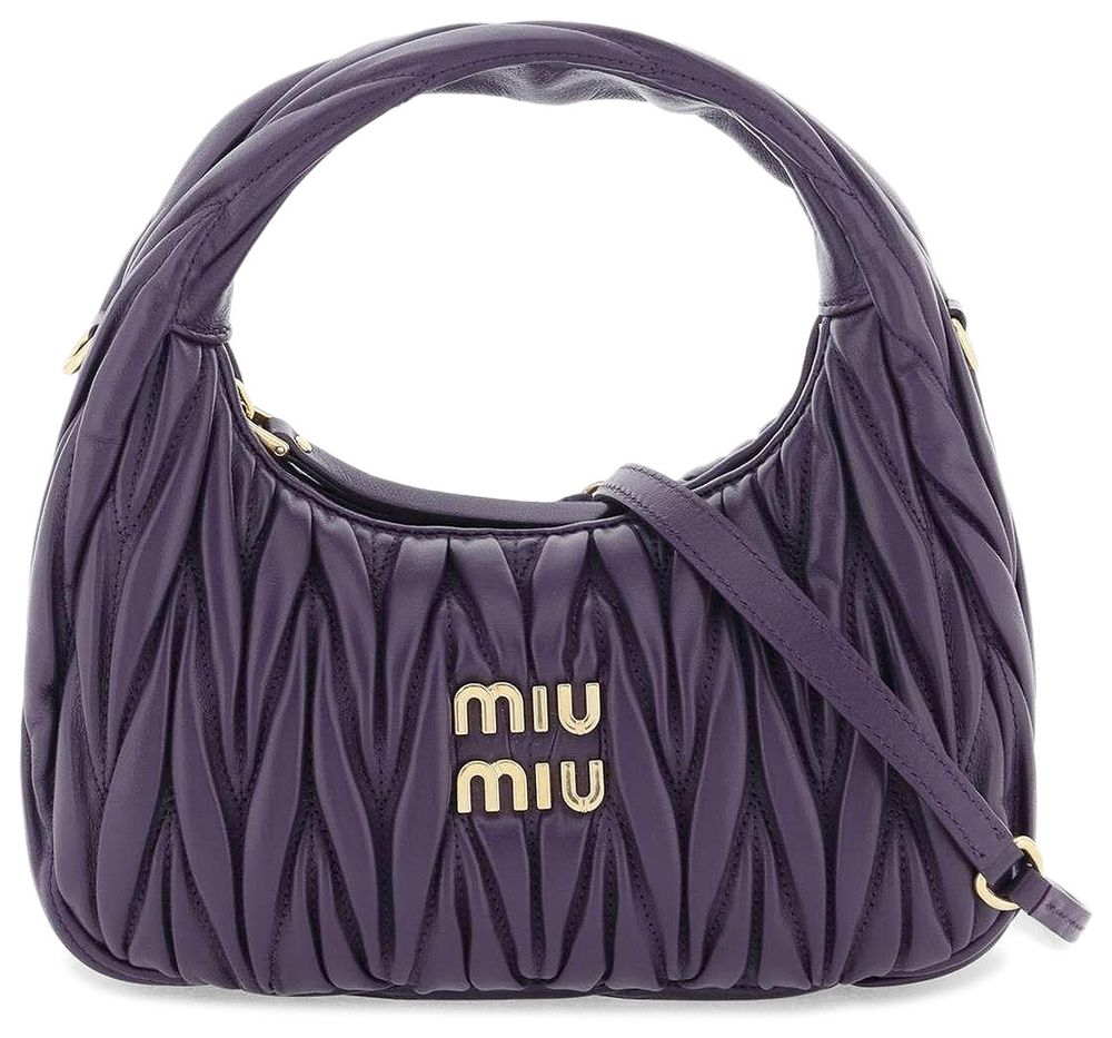 Buy Miu Miu Wander Matelassé Nappa Leather Hobo Bag 'Violet' - 5BC125 N88 F0030 | GOAT