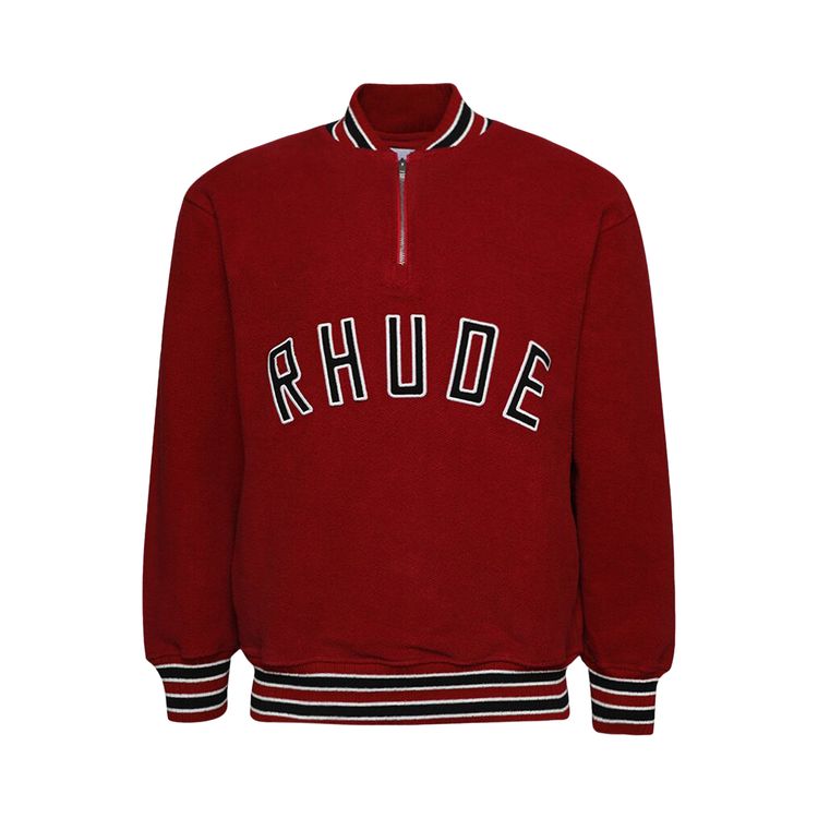 Buy Rhude Quarter Zip Varsity Jacket 'Vintage Red' - PS24JA121501372138 ...