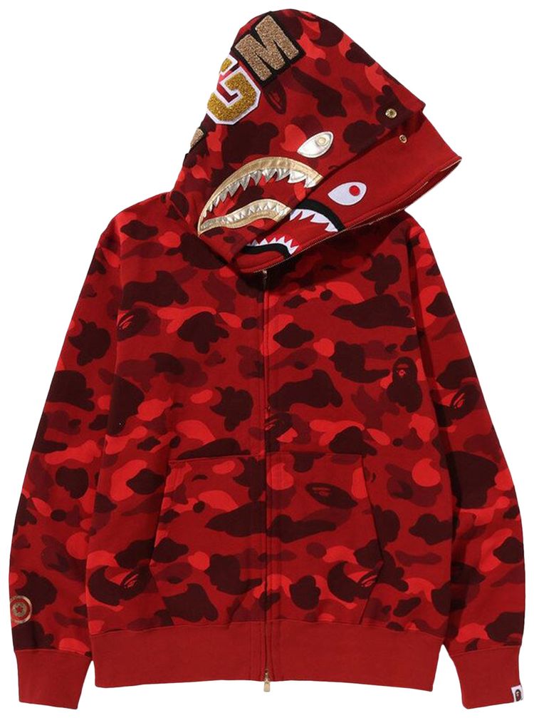 Buy BAPE Color Camo Double Shark Full Zip Hoodie 'Red' - 1K30 115 001 ...