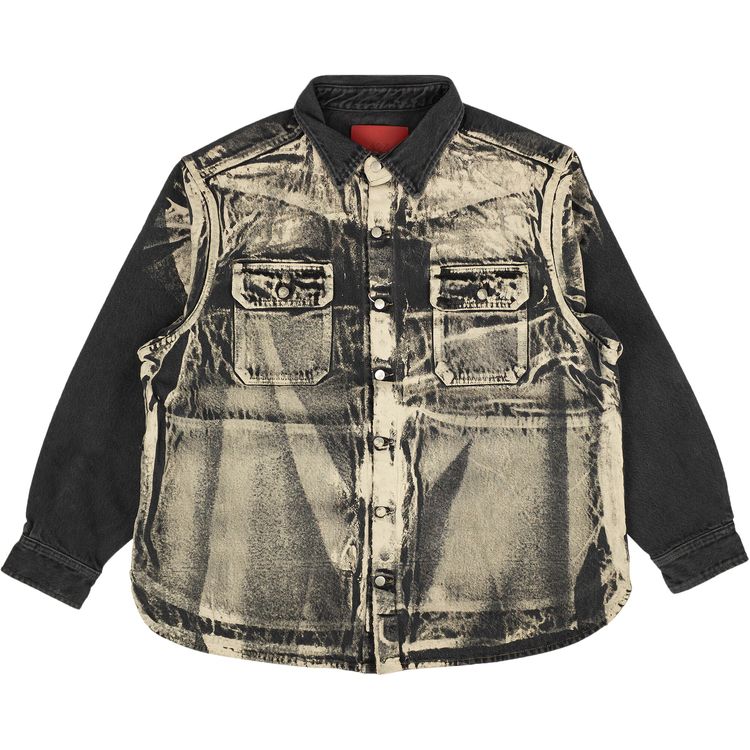 Buy 424 Painted White Denim Workshirt 'Black' - 424C AW19 0072 | GOAT