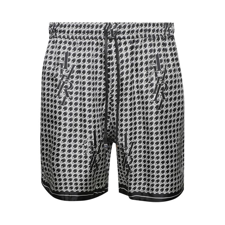 Buy Amiri Staggard Houndstooth Silk Short 'Black' - PS24MPB005 BLAC | GOAT