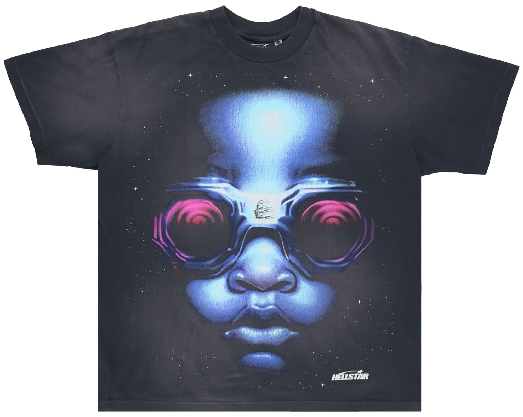 Buy Hellstar Goggle T-Shirt 'Black/Blue' - HS T2 BLAC | GOAT