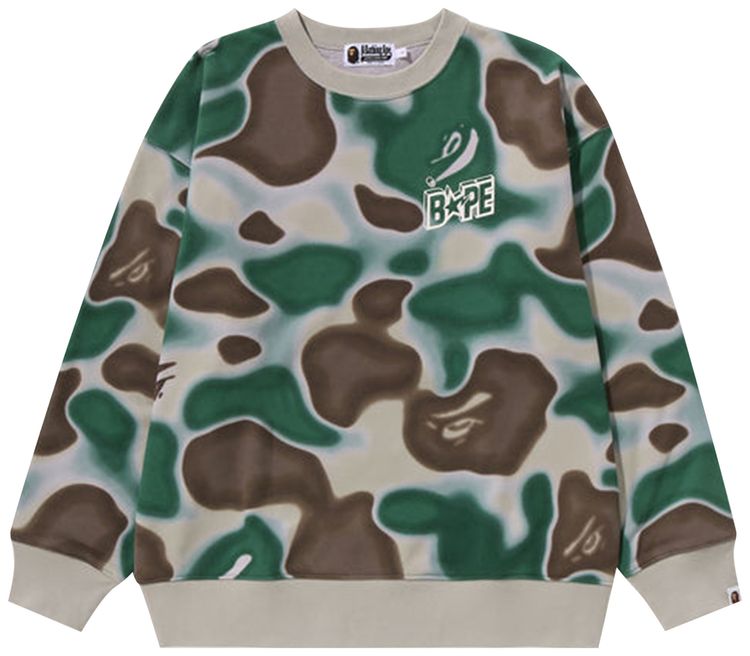 Buy BAPE Liquid Camo Bape Sta Crewneck Sweater 'Olive Drab' - 1K30 113 ...