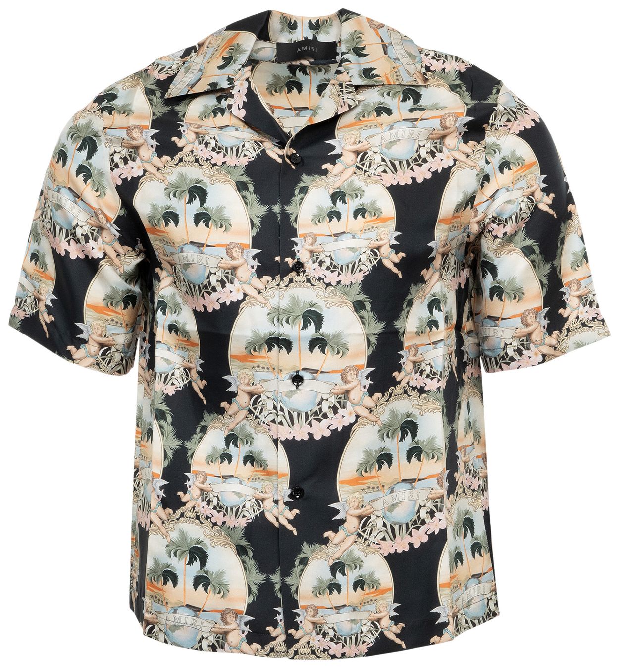 Buy Amiri All Over Palm Bowling Shirt 'Black' - AMSTIR1006 BLAC | GOAT