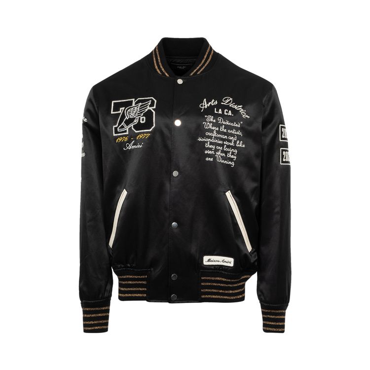 Buy Amiri Embellished Eagle Vasity Jacket 'Black' - PS24M0S055 BLAC | GOAT