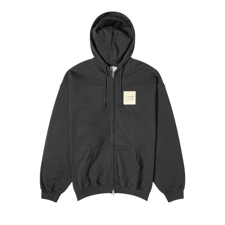 Buy Vetements Sticker Logo Zip Up Hoodie 'Black' - UE64HD140B BLAC | GOAT