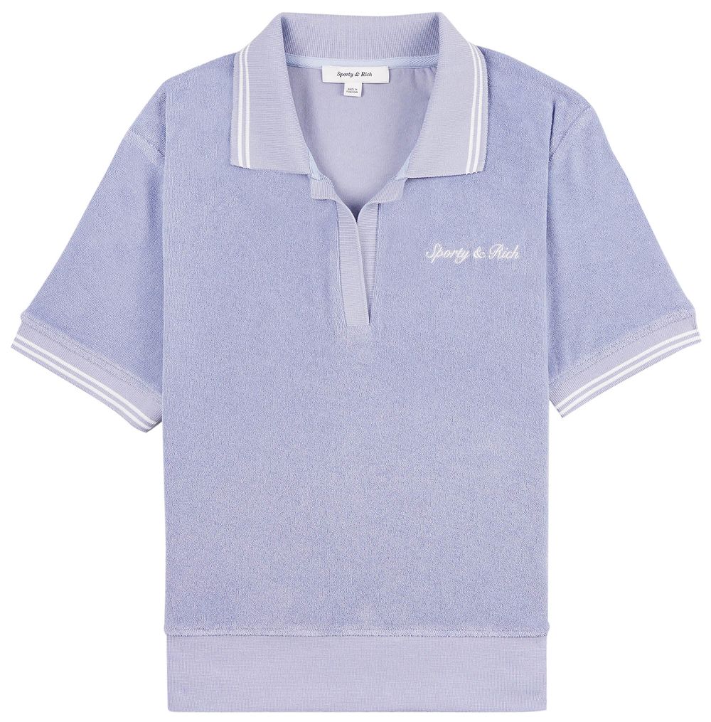 Buy Sporty & Rich Syracuse Terry Polo 'Washed Periwinkle/White ...