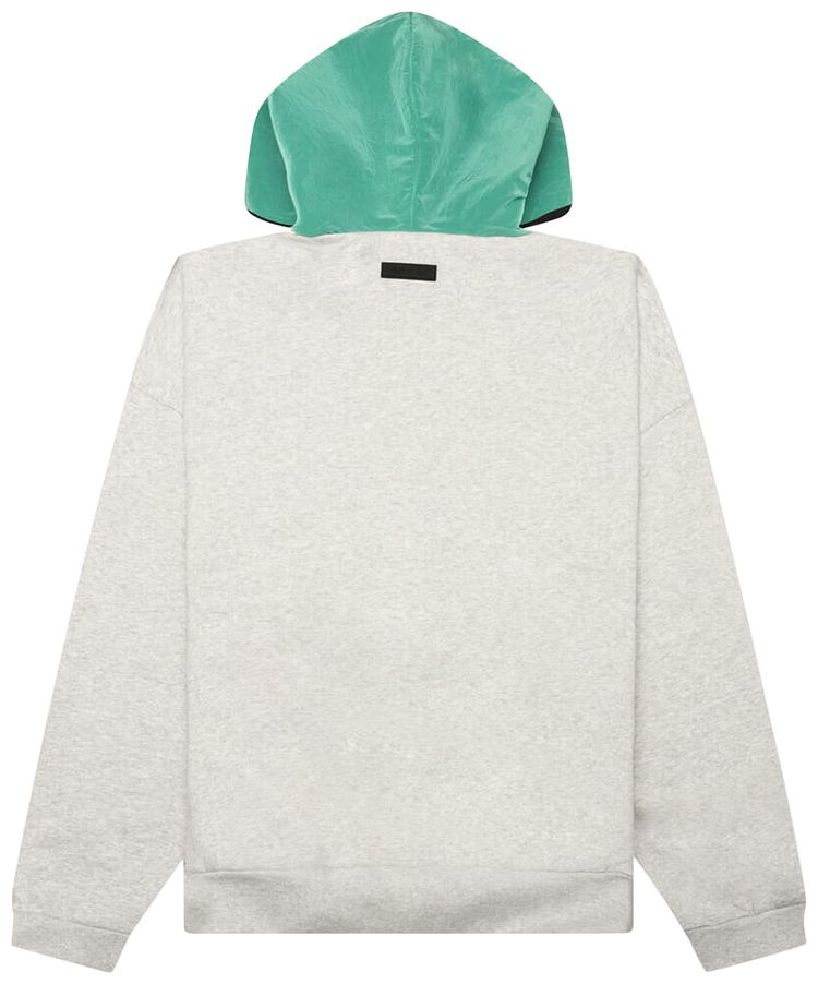 Buy Fear of God Essentials Nylon Fleece Hoodie 'Light Heather Grey/Mint Leaf' - 202SP244316F | GOAT