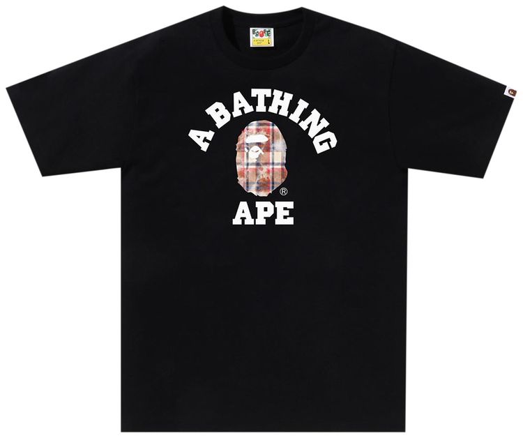Buy BAPE Bleach Check College Tee 'Black' - 1K30 110 037 BLACK | GOAT