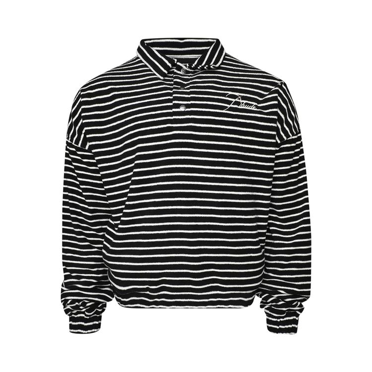 Buy Rhude Stripe Towel Rugby Top 'Black/White' - PS24SW086111190119 | GOAT