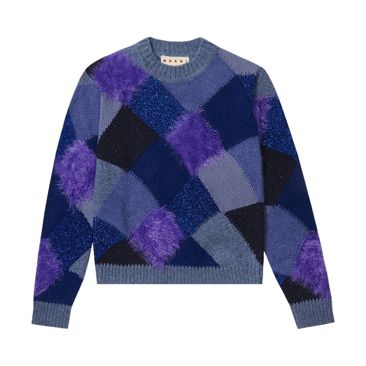 Buy Marni Rhombus Jumper With Rhombus Intarsia 'Blue' - GCMG0379Q0 ...