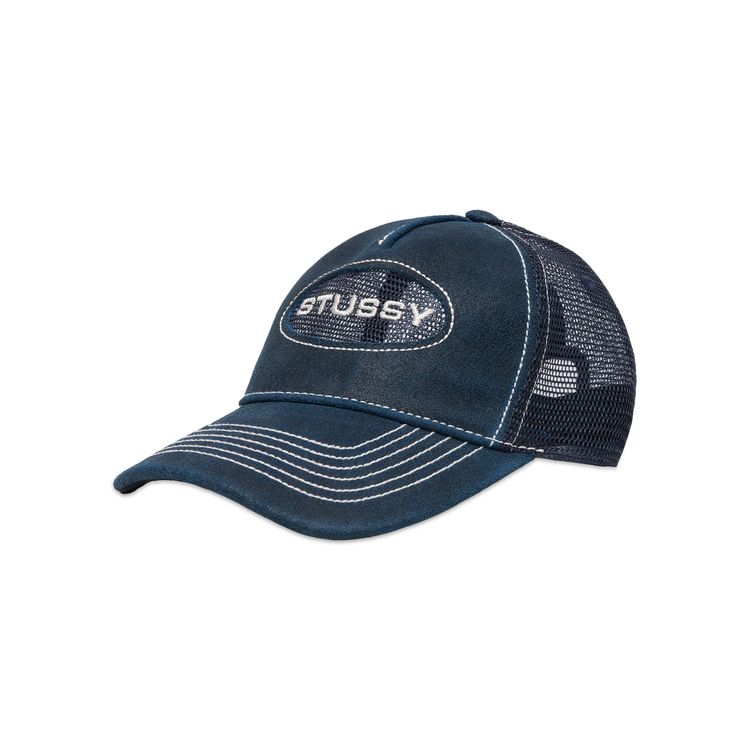 Buy Stussy Low Pro Trucker Cut-Out Leather Snapback 'Navy' - 1311138 ...