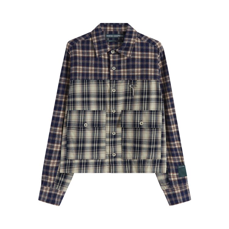 Buy Reese Cooper Cropped Split Flannel Shirt 'Blue' - FV0006 | GOAT