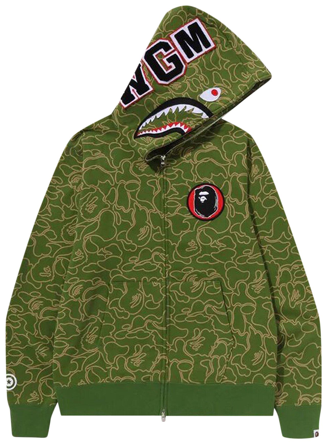 Buy BAPE 30th Anniversary Line Camo Shark Full Zip Hoodie 'Green ...