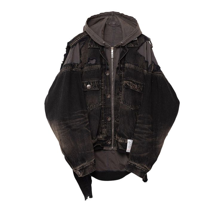 Buy Maison Mihara Yasuhiro Double Layered Denim Hooded Jacket 'Black ...