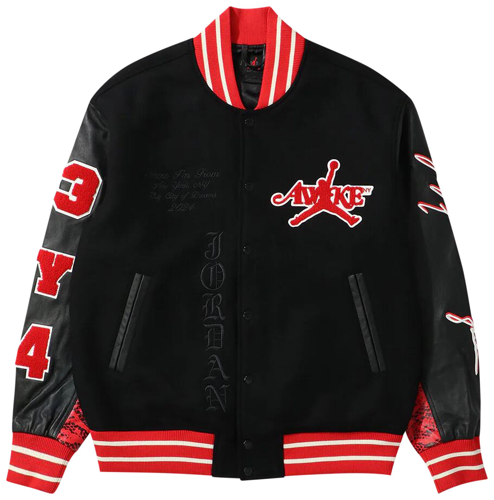 Buy Air Jordan x Awake NY Varsity Jacket 'University Red/Black ...
