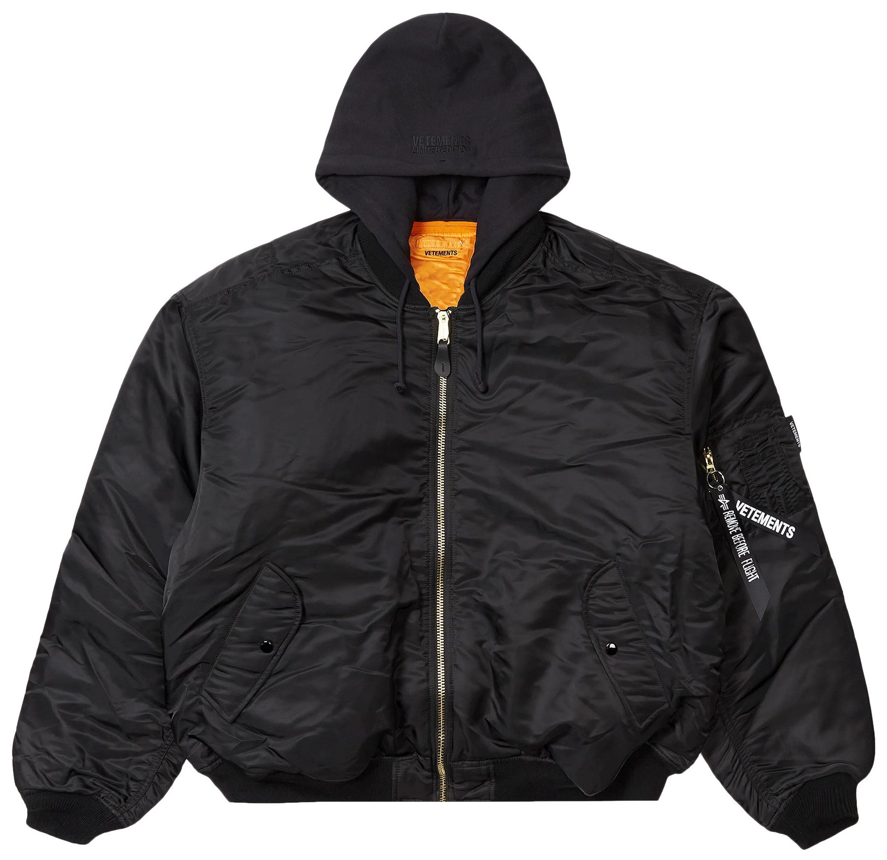 Buy Vetements Hooded Bomber Jacket 'Black' - UE54JA360B BLAC | GOAT