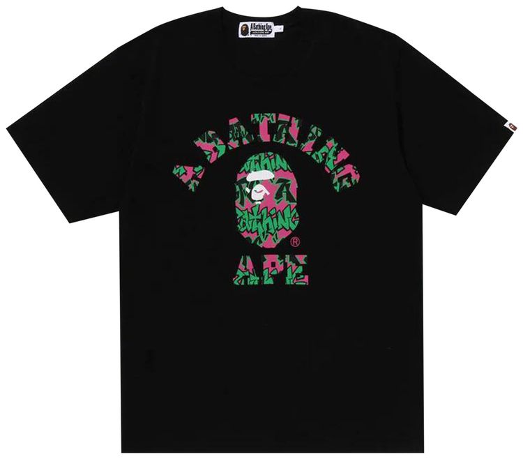 Buy BAPE Graffiti Pattern College Tee 'Black' - 1J20 109 024 BLACK | GOAT