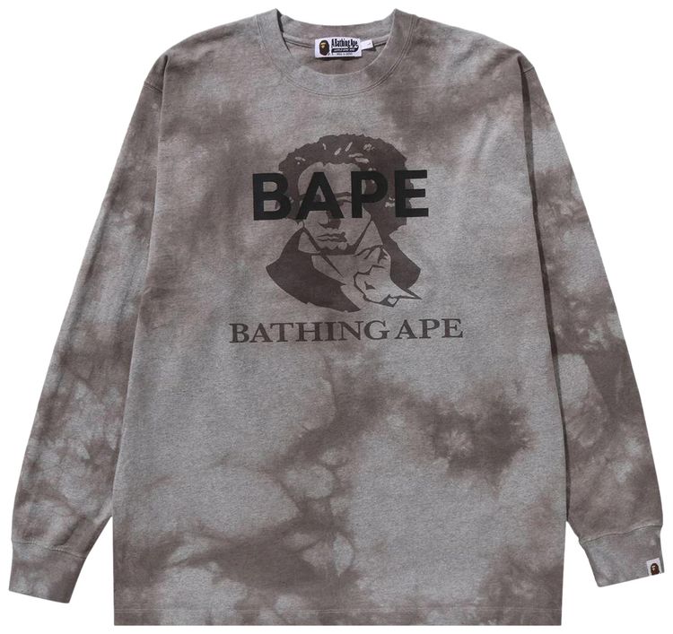Buy BAPE Tie Dye Bathing Ape Long-Sleeve Tee 'Grey' - 1J80 111 003 GREY | GOAT
