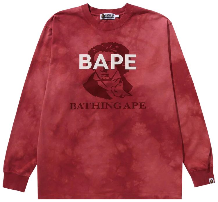 Buy BAPE Tie Dye Bathing Ape Long-Sleeve Tee 'Red' - 1J80 111 003 RED ...
