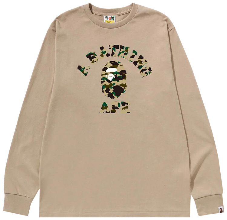 Buy BAPE 1st Camo College Long-Sleeve Tee 'Beige/Yellow' - 1K30 111 018 ...