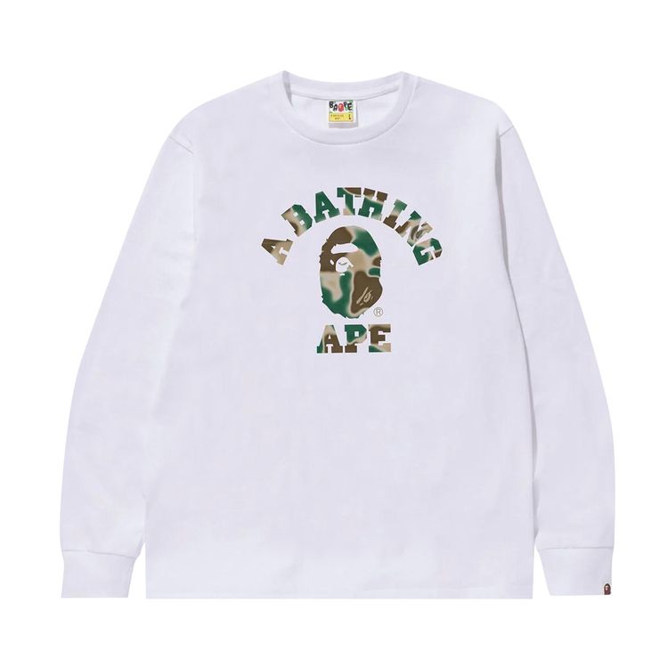 Buy BAPE Liquid Camo College Long-Sleeve Tee 'White' - 1K30 111 005 ...