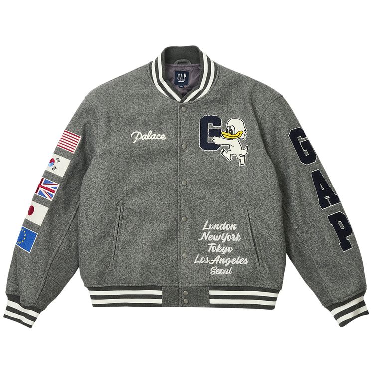 Buy Palace x Gap Varsity Jacket 'Grey' - 427475009 | GOAT